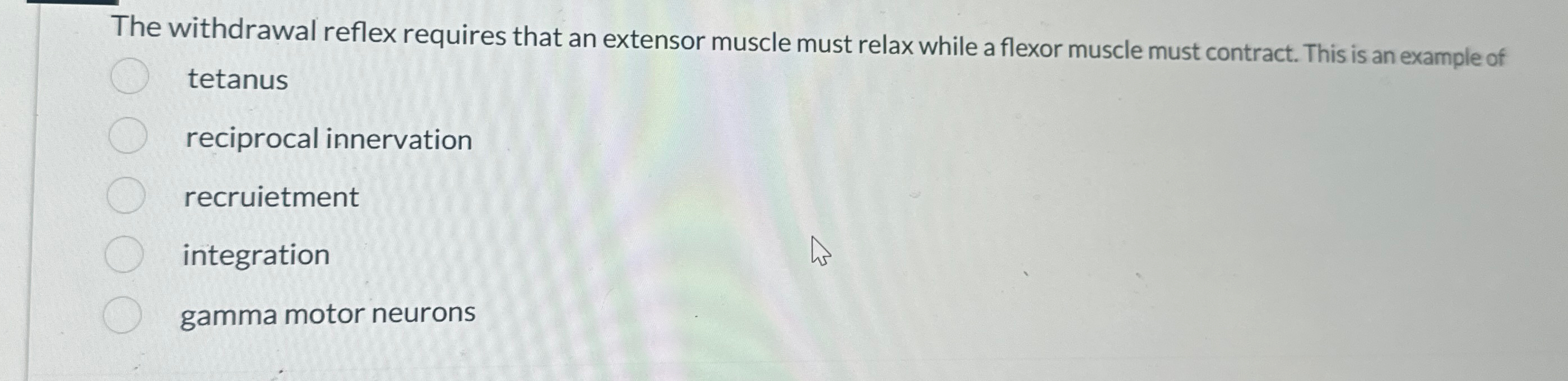 Solved The withdrawal reflex requires that an extensor | Chegg.com