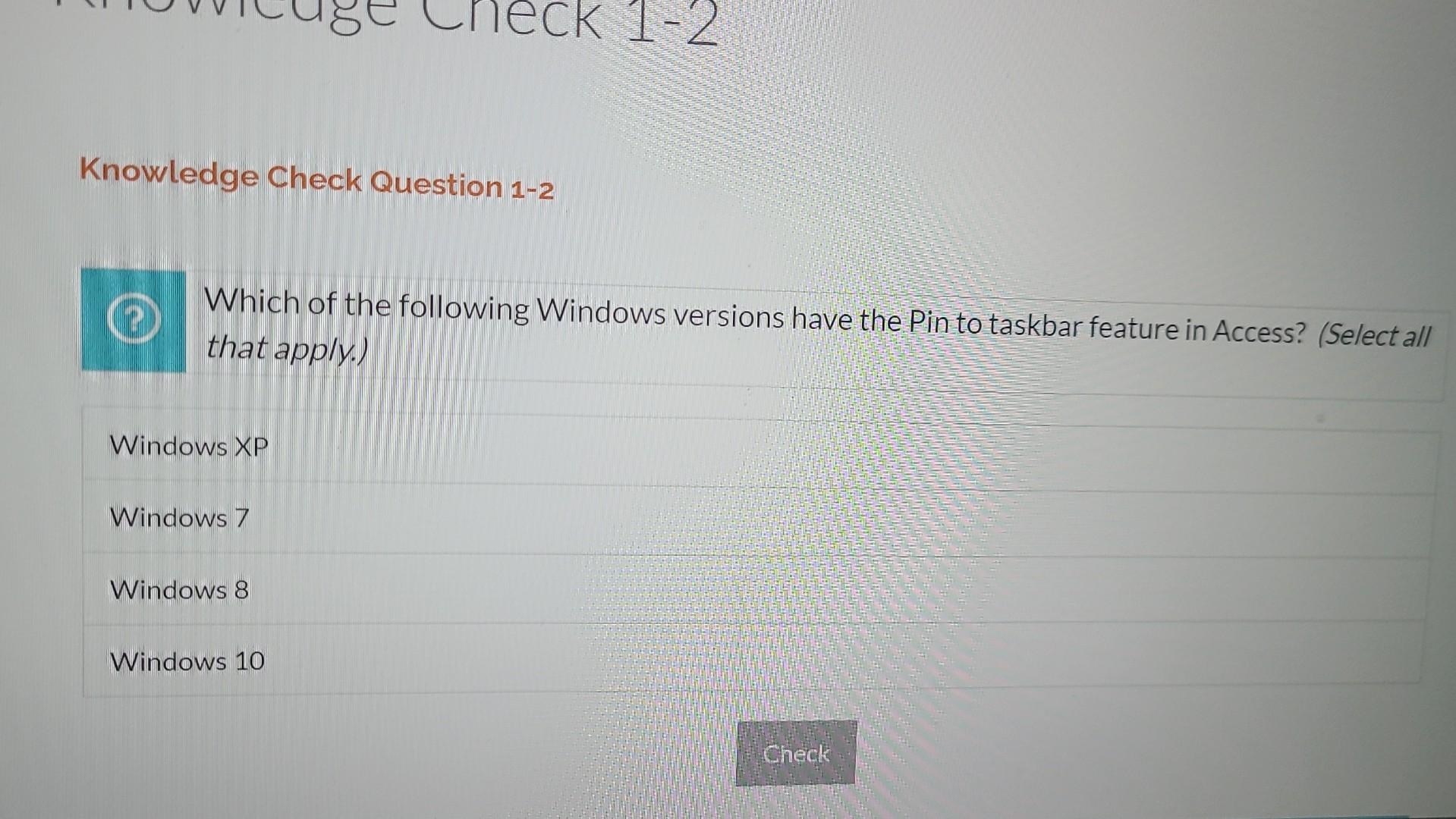 Solved Knowledge Check Question 1-2 Which of the following | Chegg.com