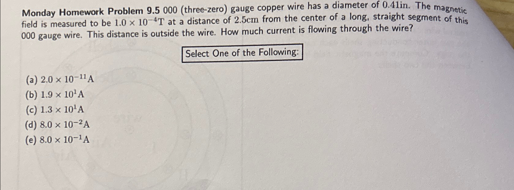 Solved Monday Homework Problem 9.5000 (three-zero) ﻿gauge | Chegg.com