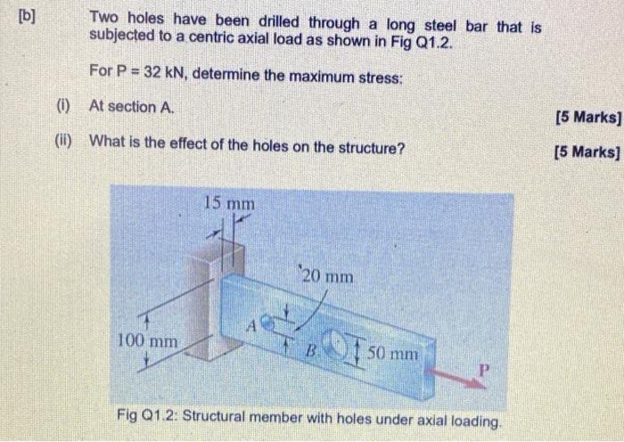 Solved [b] Two holes have been drilled through a long steel | Chegg.com