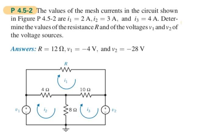Solved P 4.5-2 The values of the mesh currents in the | Chegg.com