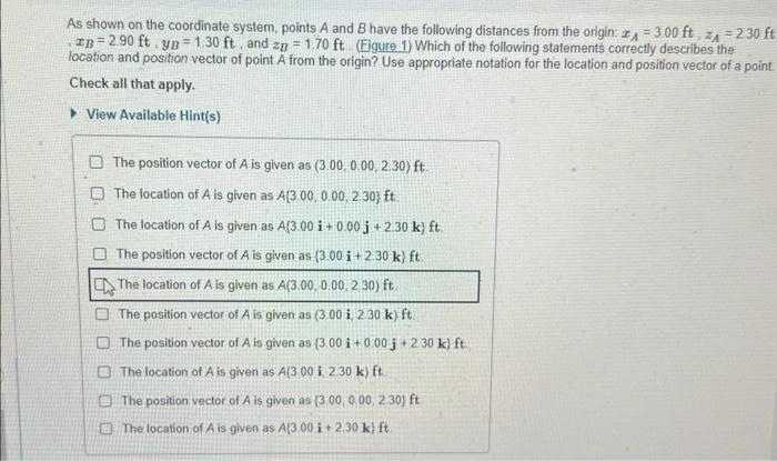 Solved As shown on the coordinate system, points A and B | Chegg.com