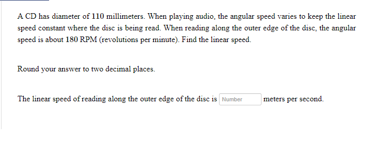 Solved ACD has diameter of 110 ﻿millimeters. When playing | Chegg.com