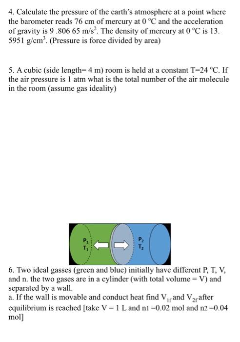 Solved 4. Calculate the pressure of the earth's atmosphere | Chegg.com