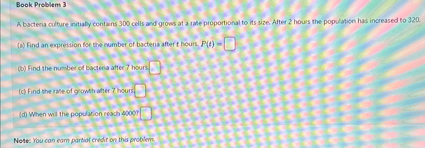 Book Problem 3A bacteria culture initially contains | Chegg.com