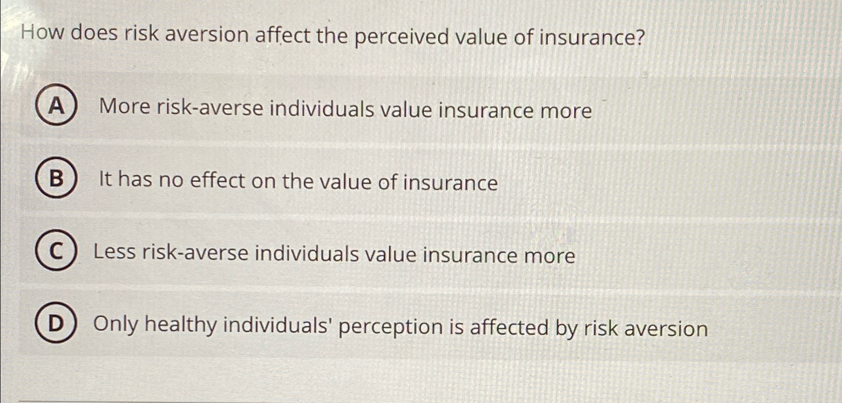 Solved How does risk aversion affect the perceived value of | Chegg.com