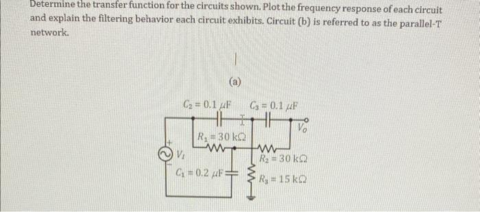 Solved Determine the transfer function for the circuits | Chegg.com