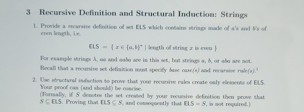 Solved 3 Recursive Definition and Structural Induction: | Chegg.com