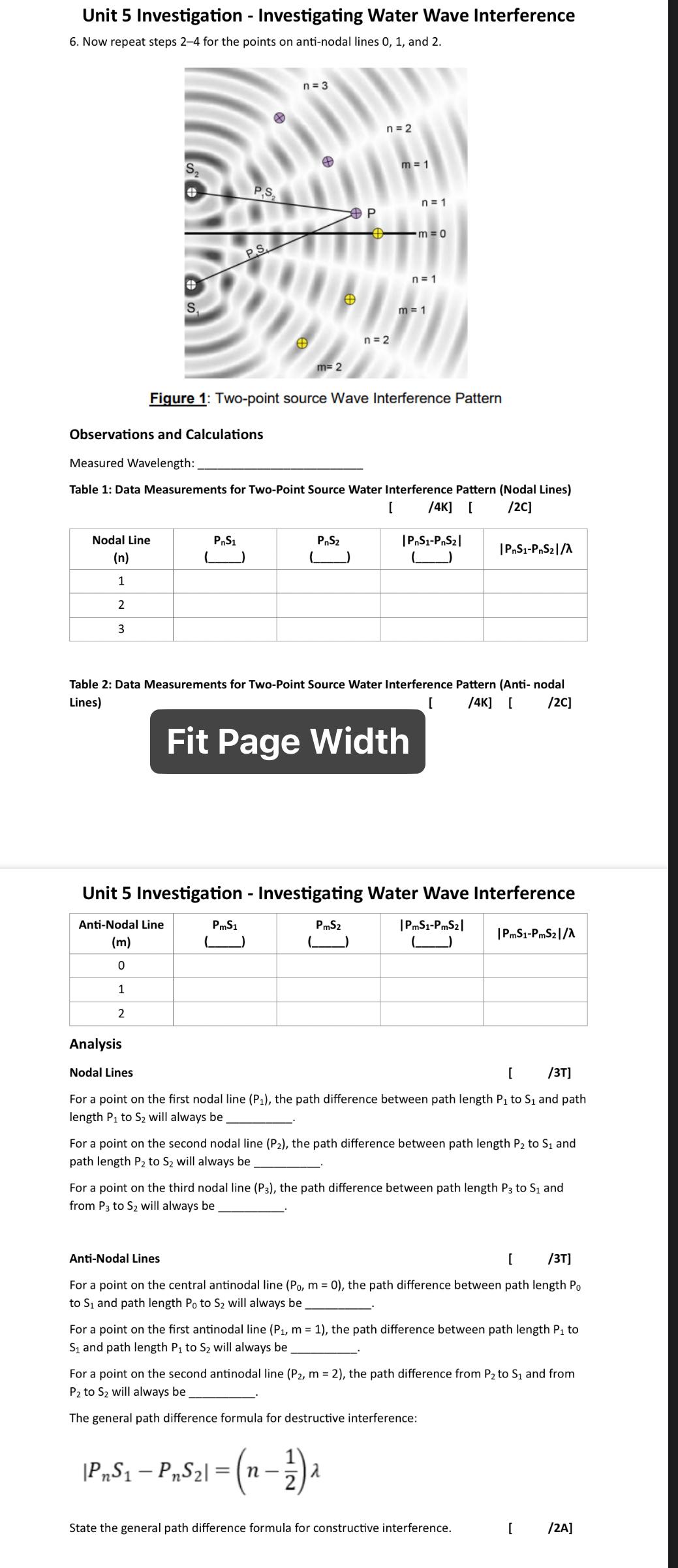 Solved Unit 5 ﻿Investigation - ﻿Investigating Water Wave | Chegg.com