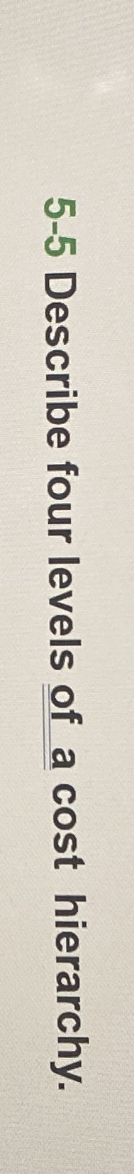 Solved 5 5 ﻿describe Four Levels Of A Cost Hierarchy Ss