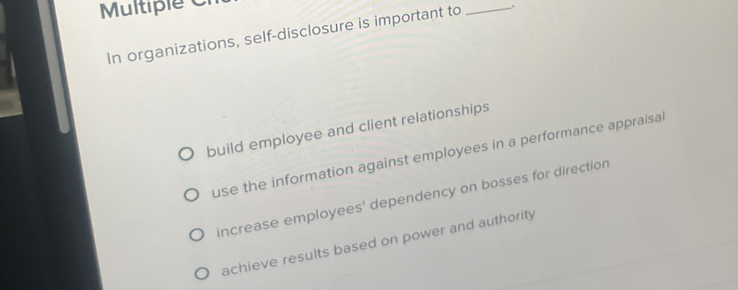 Solved In organizations, self-disclosure is important | Chegg.com
