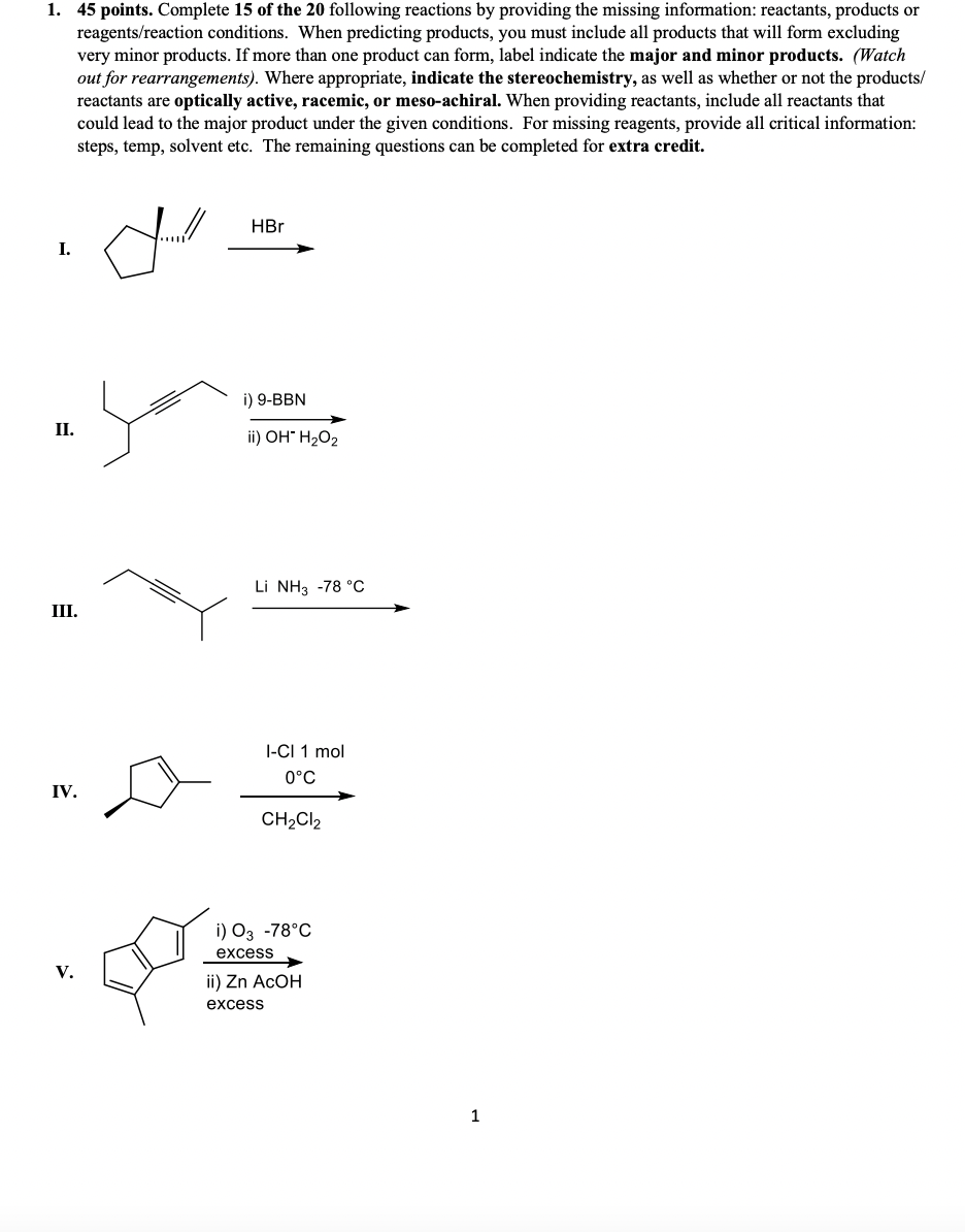 Solved 45 ﻿points. Complete 15 ﻿of the 20 ﻿following | Chegg.com