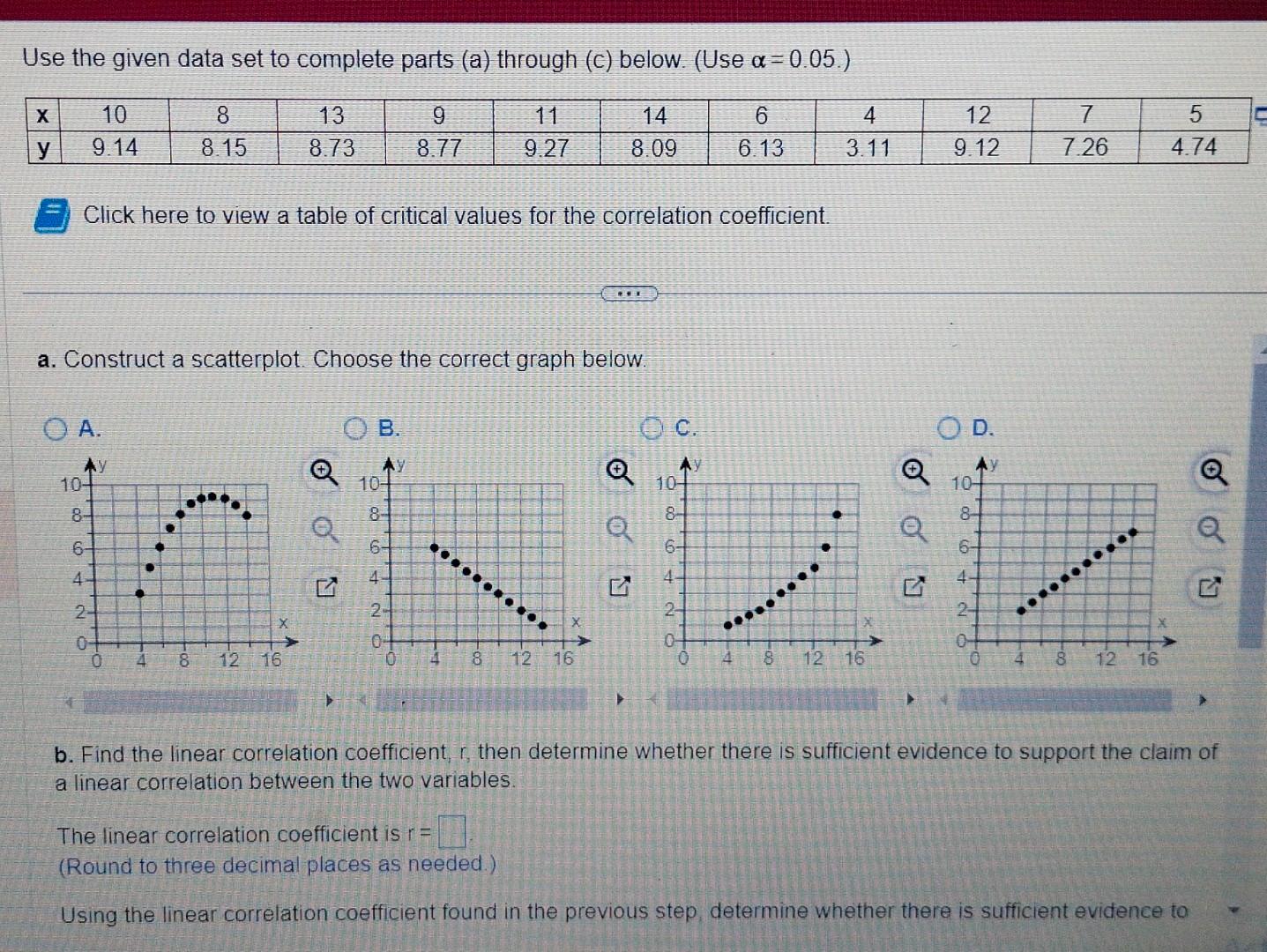 Solved Use the given data set to complete parts (a) through | Chegg.com