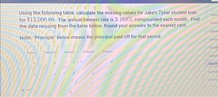 Solved Using the following table, calculate the missing | Chegg.com