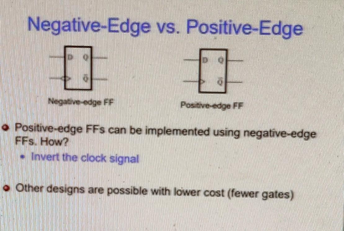 Solved Negative-Edge vs. Positive-Edge Positive-edge FFs can | Chegg.com