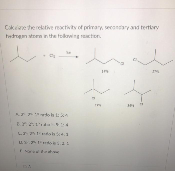 Solved Calculate the relative reactivity of primary, | Chegg.com