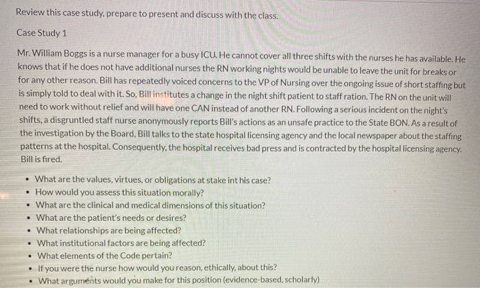 Solved Review this case study, prepare to present and | Chegg.com