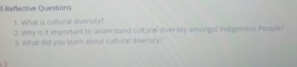 Solved f-Reflective QuestionsWhat is cultural diversity?2. | Chegg.com