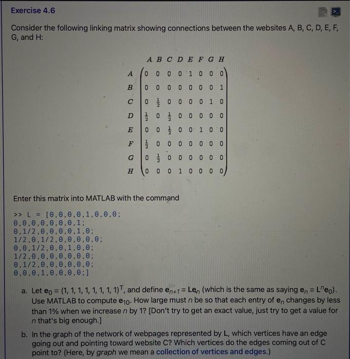 Solved Consider the following linking matrix showing | Chegg.com