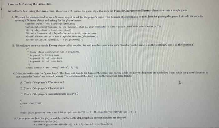 Solved Exercise 1: Creating the PlayableCharacter chass We | Chegg.com