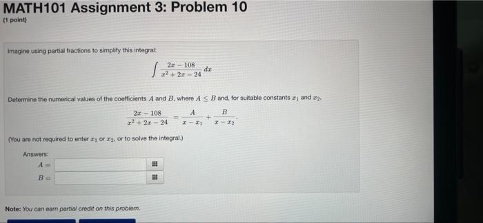Solved MATH101 Assignment 3: Problem 10 Imagine using | Chegg.com