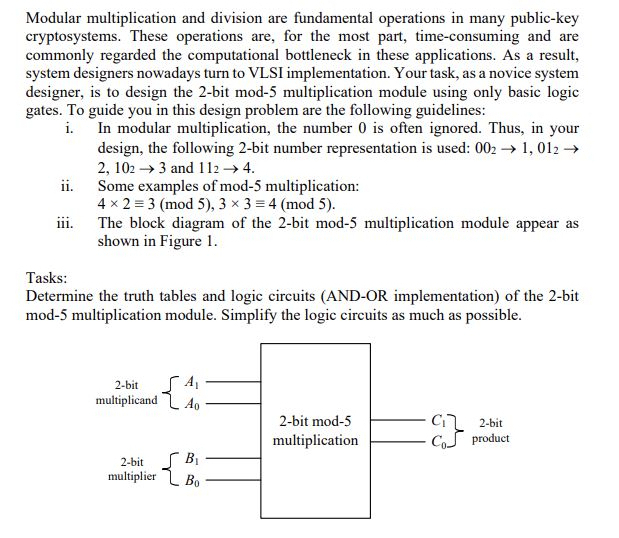 Modular multiplication and division are fundamental | Chegg.com