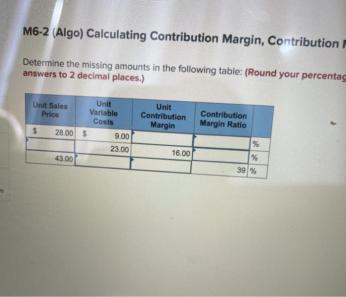 Solved M6-2 (Algo) Calculating Contribution Margin, | Chegg.com