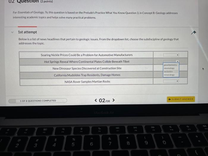 Solved For Essentials of Geology, 7e, this question is based | Chegg.com