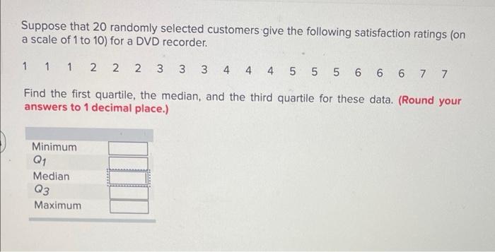 Solved Suppose that 20 randomly selected customers give the | Chegg.com