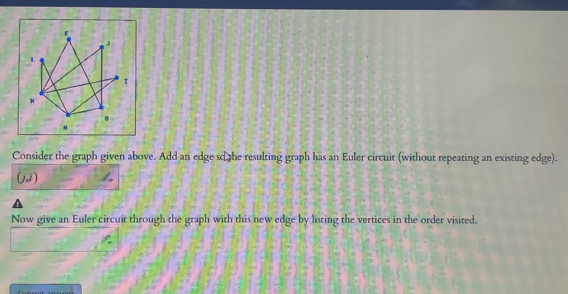Solved Construct a simple graph with vertices K,L,M,N,O | Chegg.com