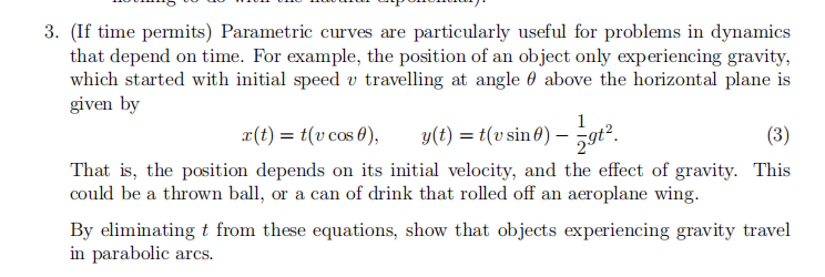Solved (If time permits) ﻿Parametric curves are particularly | Chegg.com