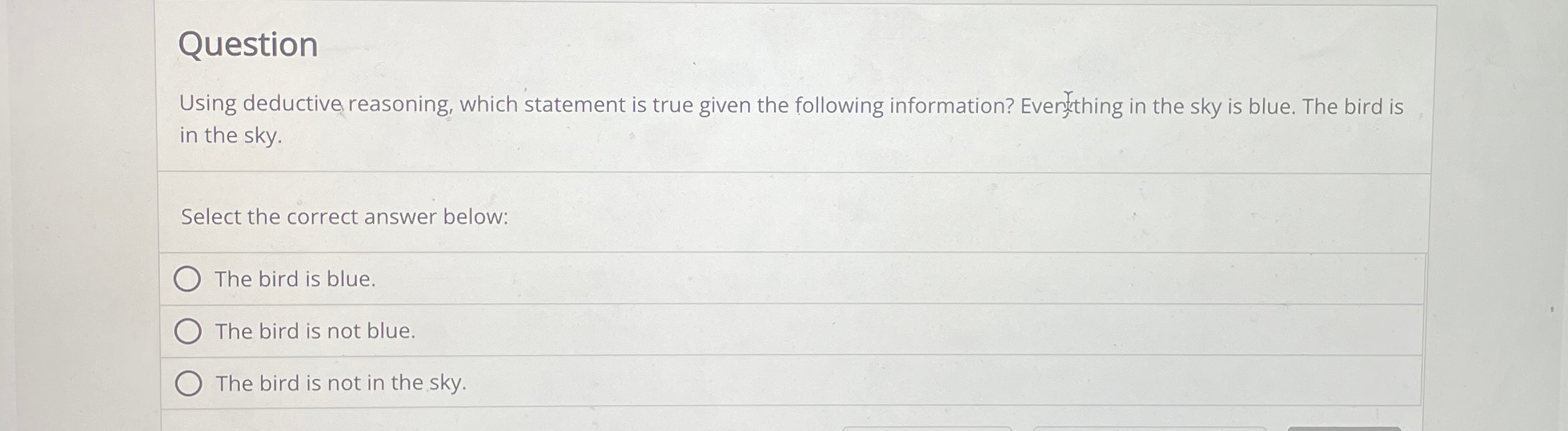 Solved QuestionUsing deductive reasoning, which statement is | Chegg.com