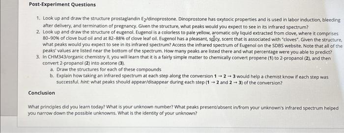 Solved Post-Experiment Questions 1. Look up and draw the | Chegg.com
