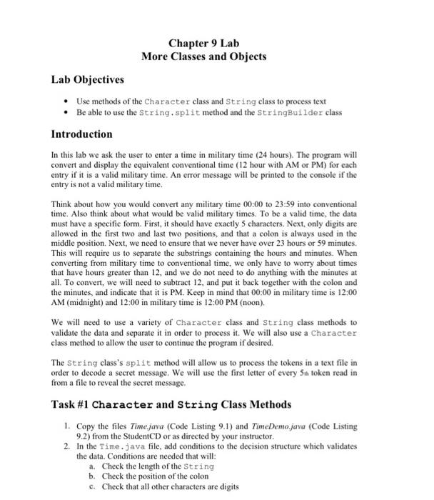 Solved Lab Objectives - Use methods of the Character class | Chegg.com