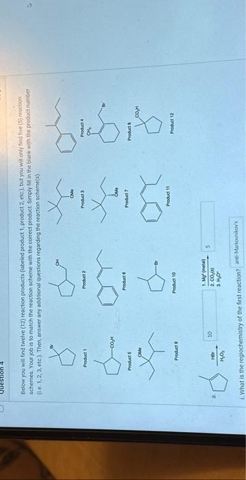 Solved Below you will find twelve (12) reaction products | Chegg.com