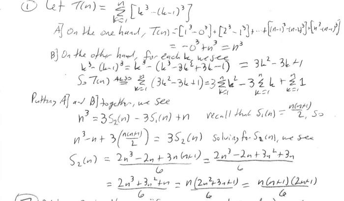 Solved (1). (10 points) Use the telescoping sum T(n) = | Chegg.com