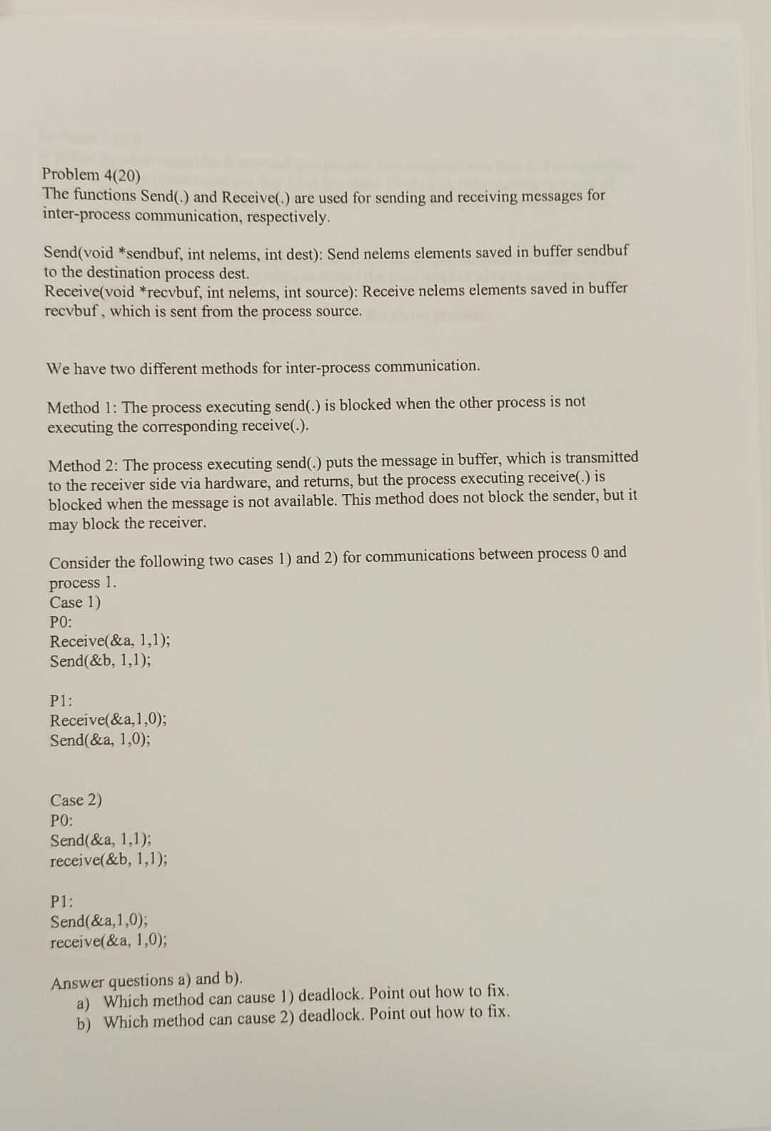 Solved Problem 4(20)The functions Send(.) ﻿and Receive(.) | Chegg.com