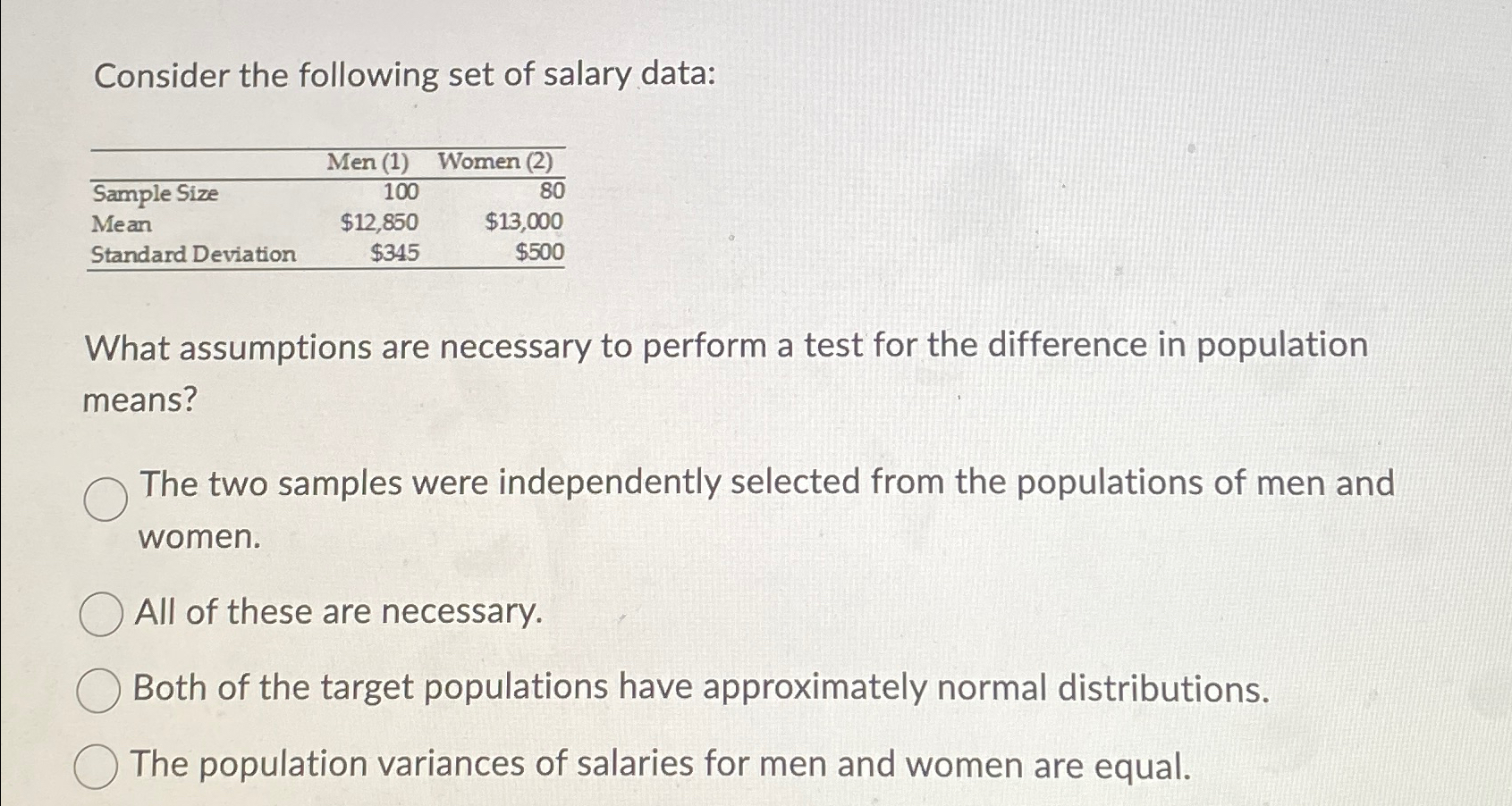 Solved Consider the following set of salary | Chegg.com