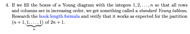 Solved Research the hook length formula and verify that it | Chegg.com