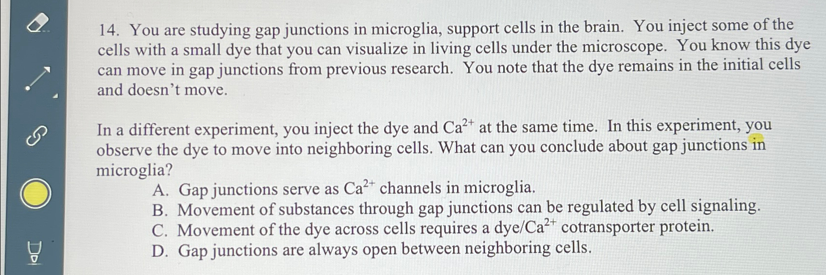 Solved You are studying gap junctions in microglia, support | Chegg.com