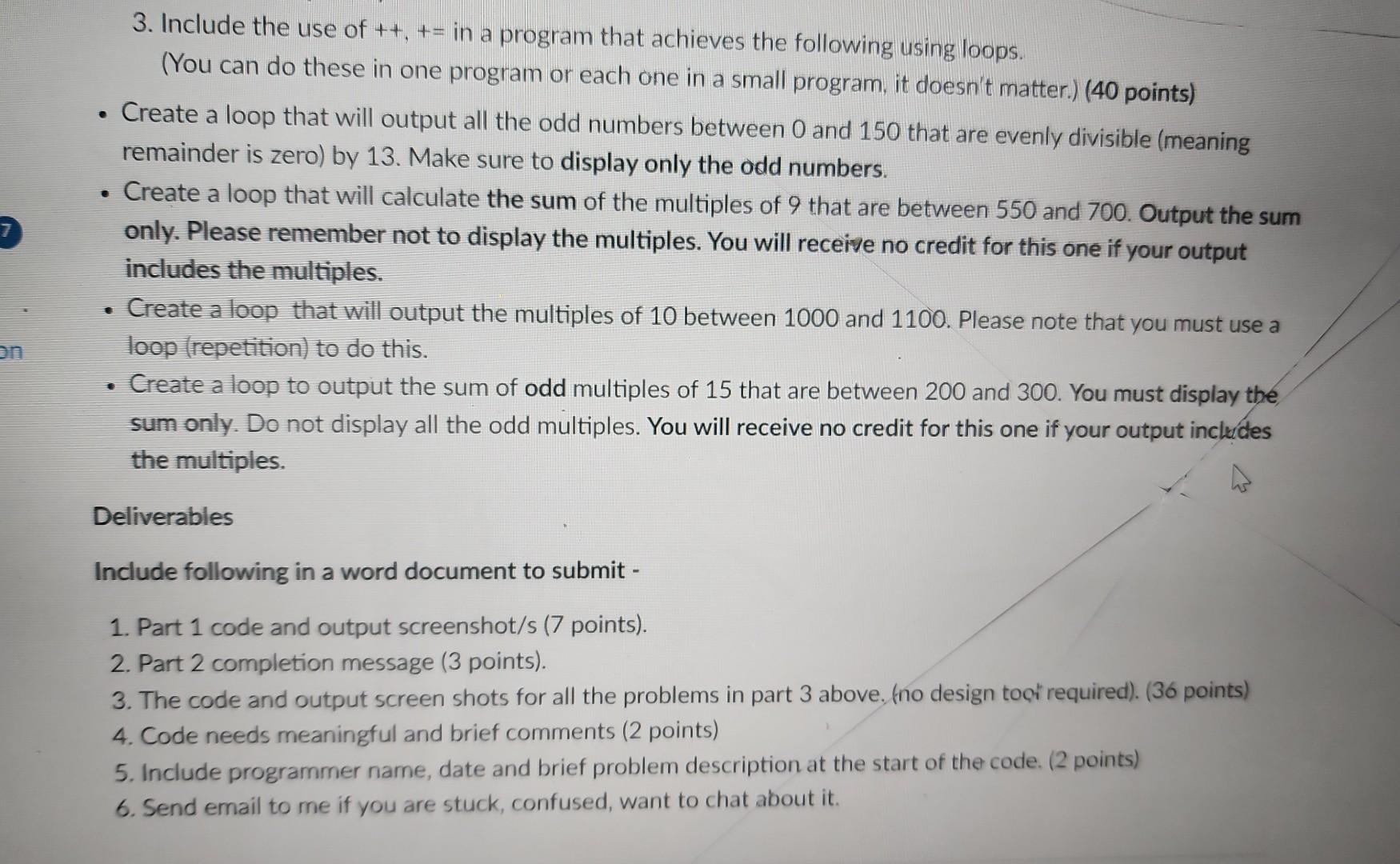 3. Include the use of,+++= in a program that achieves | Chegg.com