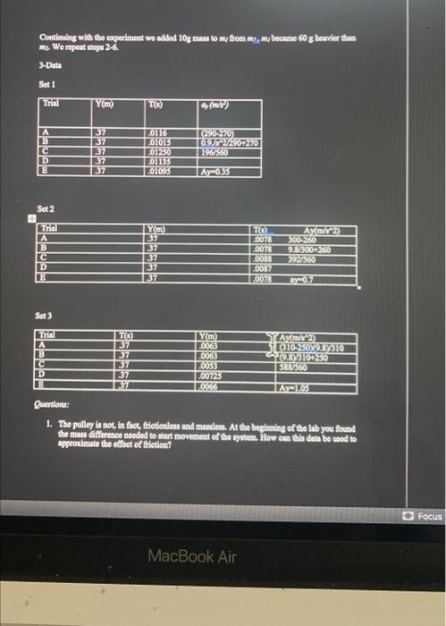 Solved Continuing with the experiment wo added 10 g mass to | Chegg.com