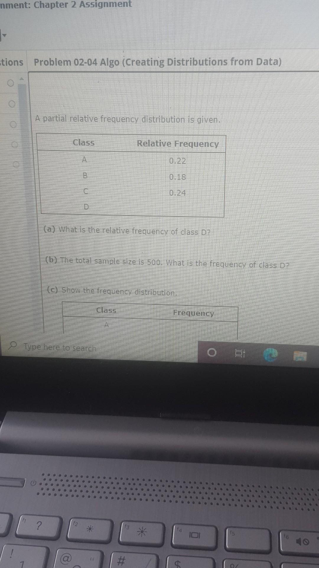 Solved Problem 02-04 Algo (Creating Distributions from Data) | Chegg.com