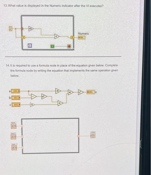 Solved 13. What value is displayed in the Numeric indicator | Chegg.com