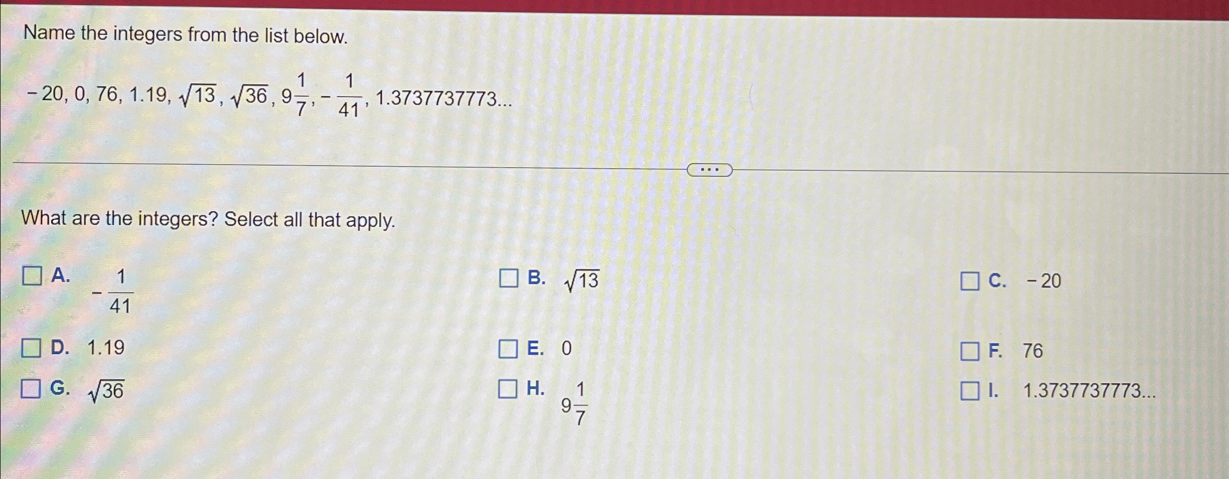 Solved Name the integers from the list | Chegg.com