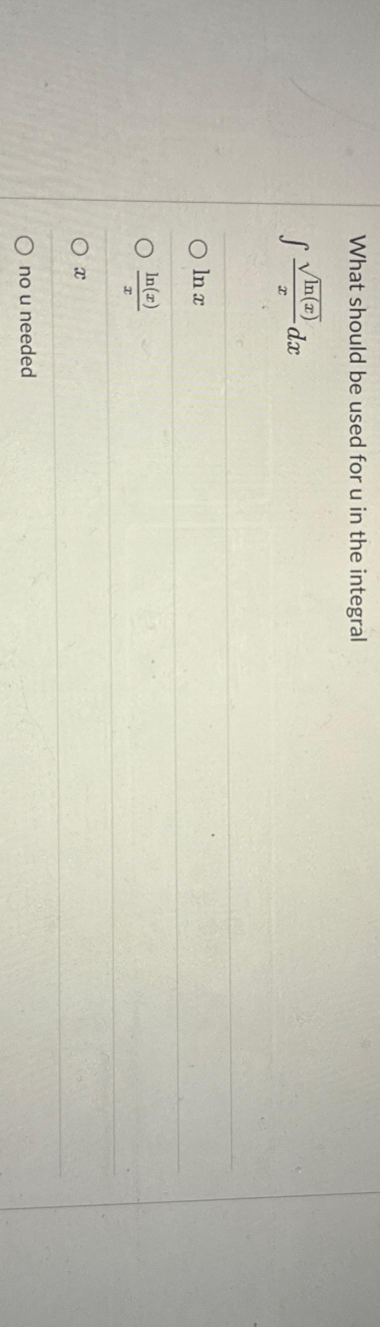 Solved What should be used for u ﻿in the | Chegg.com