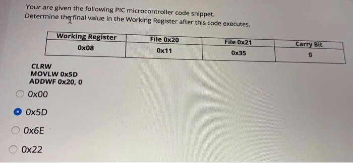 Solved Your are given the following PIC microcontroller code | Chegg.com