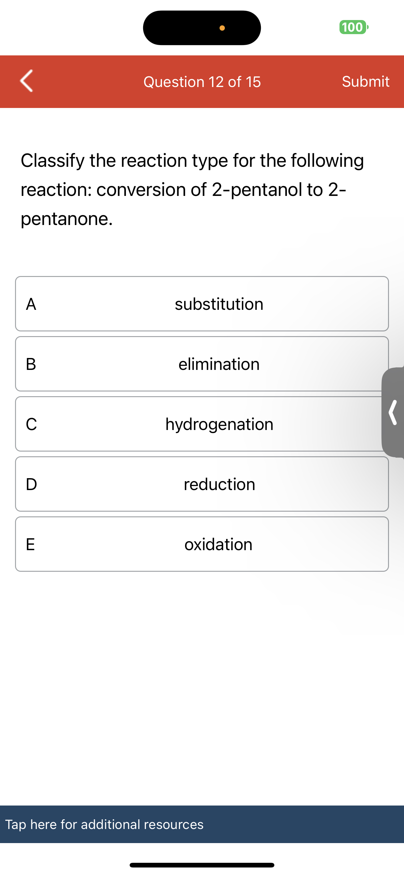 Solved 100Question 12 ﻿of 15SubmitClassify the reaction type | Chegg.com