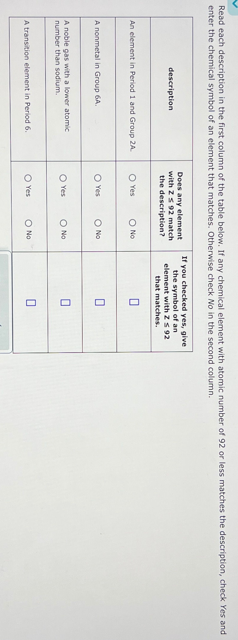 Solved Read each description in the first column of the | Chegg.com