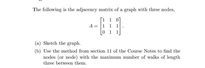 Solved The following is the adjacency matrix of a graph with | Chegg.com